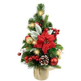 I.GE.A. Künstlicher Weihnachtsbaum »Geschmückter Tannenbaum Poinsettia mit LED-Licht« Im Topf Christstern Christbaumkugeln Zapfen Weihnachtsdeko...