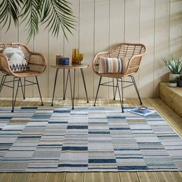 FLAIR RUGS Teppich &raquo;Rosco Geo&laquo; rechteckig 4 mm H&ouml;he Rosco Geometrischer Teppich f&uuml;r drinnen und drau&szlig;en blau Polypropylen