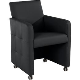 exxpo - SOFA FASHION Sessel »Barista Clubsessel auf Rollen, schmale Armlehnen, aktuelles Design« bequem und komfortabel, Breite 61 cm black