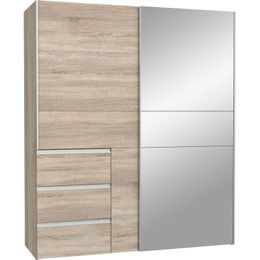 FORTE Schwebet&uuml;renschrank &raquo;Winn2&laquo; mit Spiegel und 3 Schubk&auml;sten braun Spanplatte