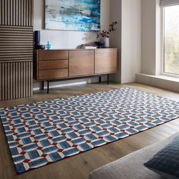 FLAIR RUGS Teppich &raquo;Lennox Geometric&laquo; rechteckig 1 mm H&ouml;he blau Baumwolle, Kunstfaser