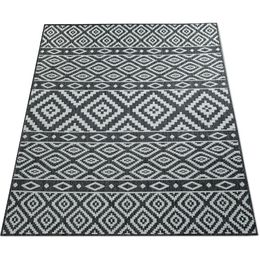 Paco Home Teppich &raquo;Coco 201&laquo; rechteckig 4 mm H&ouml;he Flachgewebe, Rauten Design, In- und Outdoor geeignet, Wohnzimmer schwarz Polypropylen (PP)