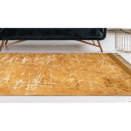 Padiro Teppich »Dolce Vita 225« rechteckig 10 mm Höhe Modern bedrucktes Unikat, Trendige Verwaschung Gold Obermaterial: 100% Viskose B : 120 cm 1...
