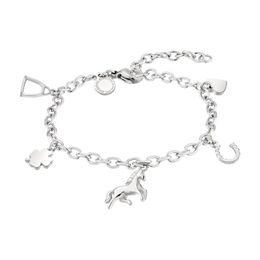 Cool Time Armband »Schmuck Edelstahl Armkette The Cool Charm« silberfarben 17 cm Modisches Armband mit Anhängern