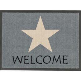 Astra Fu&szlig;matte &raquo;Homelike 054, Welcome&laquo; rechteckig 7 mm H&ouml;he Schmutzfangmatte, mit Spruch, waschbar, In -und Outdoor geeignet grau Obermaterial:...