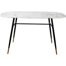 Inosign Esstisch &raquo;Alannah&laquo; Tischplatte in Marmoroptik Wei&szlig;/Schwarz + Schwarz + Wei&szlig; Moderner Esstisch mit ovaler Platte