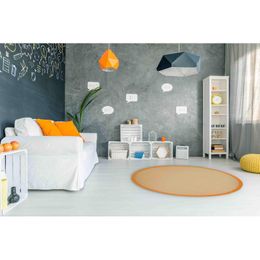 CarpetFine Sisalteppich &raquo;Sisal&laquo; rund 5 mm H&ouml;he mit farbiger Bord&uuml;re, Anti-Rutsch R&uuml;ckseite orange Sisal