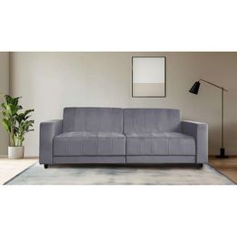 DOREL HOME 3-Sitzer »Allie II Schlafsofa 225 cm« Bett-Funktion (108/190cm), Rückenlehne 2-teilig, mit Steppung anthrazit