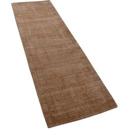 Paco Home Läufer »Randers 578« rechteckig 14 mm Höhe Kurzflor, Handweb Teppich, Uni Farben, handgewebt beige Obermaterial: 100% Polyester B : 80 cm...