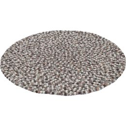 Theko Wollteppich »Felty 2.2« rund 22 mm Höhe Filzkugel-Teppich, reine Wolle, handgefertigt natur Obermaterial: 100% Wolle Ø 34 cm 1 Stk.