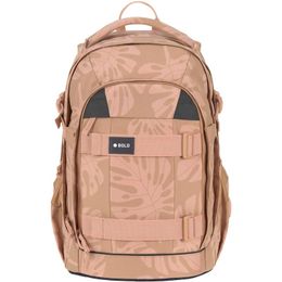 L&auml;ssig L&auml;ssig Damen L&Auml;SSIG Schulrucksack &raquo;Origin Bold, leaves caramel&laquo; Reflektoren aus recyceltem Material braun