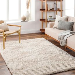 LIVABLISS Hochflor-Teppich »TUZLA« rechteckig 52 mm Höhe Flauschig, Langflor, Weich, Boho Wohnzimmerteppich, Beige Beige Obermaterial: 100%...