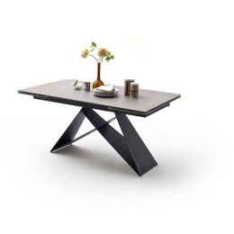 MCA furniture Esstisch &raquo;Kobe&laquo; Esstisch Glas-Keramik mit Stirnauszug Hellgrau + Schwarz Matt lackiert + Hellgrau Tischplatte aus Sicherheitsglas mit...