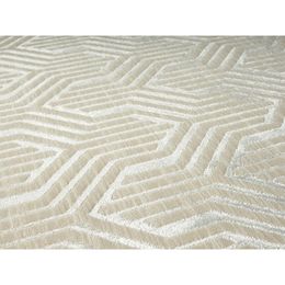 the carpet Teppich »Mila« rechteckig 8 mm Höhe moderner Wohnzimmer Teppich elegant glänzender Flor Creme Obermaterial: 100% Polyester B : 80 cm 1...