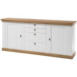 Home Affaire Sideboard »Cremona« Breite 210 cm Pinie Weiß NB/Pinie Weiß NB, Applikation Wotan Eiche NB Home Affaire – Idyllisch, gemütlich,...
