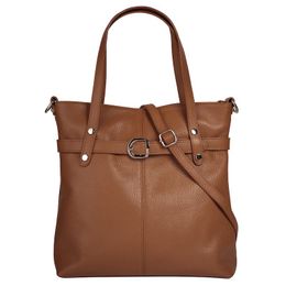 CLUTY Shopper echt Leder, Made in Italy cognac