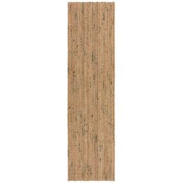 FLAIR RUGS L&auml;ufer &raquo;Jute Boucle&laquo; rechteckig 7 mm H&ouml;he aus 100% Jute, mit Fransen, aus Naturfasern gr&uuml;n Jute