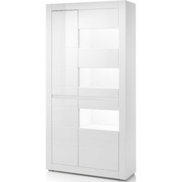 Inosign Vitrine »Carat« Höhe 198 cm, zwei Leisten angeliefert, 1 x grau, 1 x weiss Weiss/ Weiss Hochglanz 4 Türen