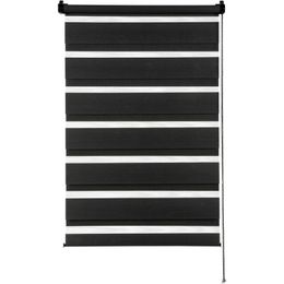 Gardinia Doppelrollo &raquo;Easyfix&laquo; halbtransparent Sichtschutz mit Bohren/ohne Bohren freih&auml;ngend segmentweise gewebter Stoff schwarz Obermaterial:...