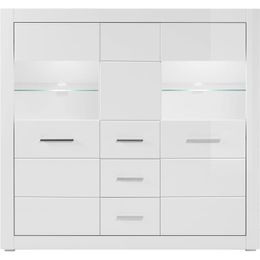 Inosign Highboard »BIANCO« Breite 149 cm Weiß matt/Weiß MDF Hochglanz Türen mit Glaseinsatz