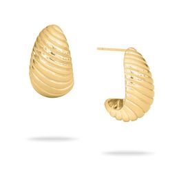 Echtzeit Damen Paar Creolen &raquo;Schmuck Geschenk Edelstahl Ohrringe The Organic Drop&laquo; gold