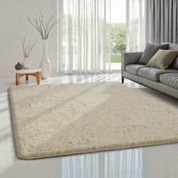 the carpet Teppich »Soft Shaggy« rechteckig 35 mm Höhe Flauschiger Hochflor Teppich, Wohnzimmer, Anti-Rutsch Unterseite Beige Obermaterial: 100%...