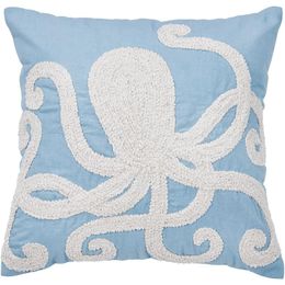 done. Dekokissen »CUSHION SEALIFE OCTOPUS« Blau, Weiß + bestickt gemustert Obermaterial: 100% Baumwolle B/L: 45 cm x 45 cm