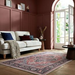 FLAIR RUGS Teppich &raquo;Windsor&laquo; rechteckig 4 mm H&ouml;he Waschbarer Teppich rot Kunstfaser