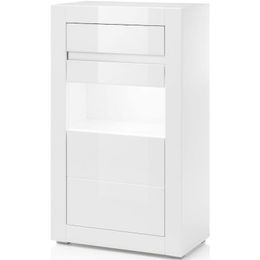 Inosign Vitrine »Carat« Höhe 112 cm, Leisten angeliefert, 1 x grau, 1 x weiss Weiss/ Weiss Hochglanz Türen mit Glaseinsatz