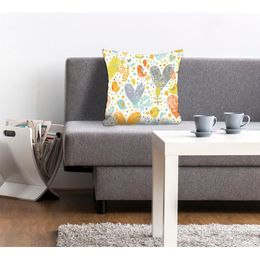 queence Dekokissen &raquo;Sementha&laquo; mit bunten Herzchen bunt + bedruckt Obermaterial: 100% Polyester B/L: 40 cm x 40 cm