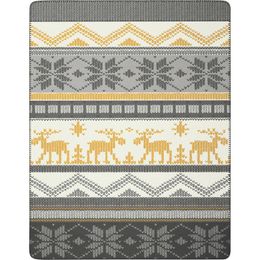 Biederlack Wohndecke »Wohndecke Winter Knit« mit winterlichem Design grau Obermaterial: 58% Baumwolle, 42% Polyester B/L: 150 cm x 200 cm