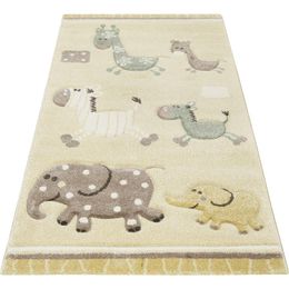 Esprit Kinderteppich »Kids Lucky Zoo 2.0, ESP-24323« rechteckig 13 mm Höhe Kinder Zoo Motiv Kurzflor Teppich beige Obermaterial: 100% Polypropylen...