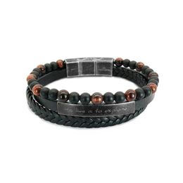 Fynch-Hatton Lederarmband »Schmuck Geschenk Leder Armband The Antique Explorer« mit Onyx antikfarben-schwarz-grün + schwarz 18,5 cm Modisches...