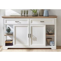 Innostyle Sideboard »Jasmin« Breite 171 cm, 2 Holztüren, 2 Schubkästen, 4 offene Fächere piniefarben-weiß/eichefarben