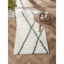 MyFlair M&Ouml;BEL & ACCESSOIRES Hochflor-Teppich &raquo;My Shaggy Raute&laquo; rechteckig 37 mm H&ouml;he Shaggy, Scandi Rauten Design, leicht gl&auml;nzend, extra flauschig...