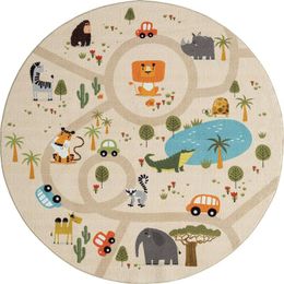 the carpet Teppich »Happy Life« rund 4 mm Höhe Life Kinderzimmer Teppich Spielteppich pflegeleicht Beige Obermaterial: 100% Polyester Ø 200 cm 1...