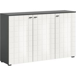 Inosign Sideboard »Gora, Breite 138 cm, gefräste Front in Waffeloptik hochglanz« Kommode, Schrank, Anrichte anthrazit / weiß Hochglanz