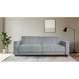 DOREL HOME 3-Sitzer »Allie II Schlafsofa 225 cm« Bett-Funktion (108/190cm), Rückenlehne 2-teilig, mit Steppung hellgrau