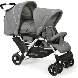 CHIC 4 BABY CHIC4BABY Geschwisterwagen »Duo, Melange grau« mit feststellbaren Doppelschwenk-Vorderrädern Melange grau-weiß