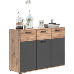 Inosign Sideboard »Riga, Breite 120cm, 3 Türen, 1 Schubkasten, 5 Einlegeböden, 8 Fächer« hochwertige Rillenfräsung, mit Softclose, Kommode,...