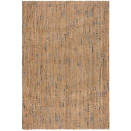 FLAIR RUGS Teppich &raquo;Jute Boucle&laquo; rechteckig 7 mm H&ouml;he aus 100% Jute, mit Fransen, aus Naturfasern blau Jute