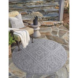 Carpet City Teppich &raquo;In-& Outdoorteppich Santorini 454, 3D-Effekt, Raute-Optik&laquo; rund 5 mm H&ouml;he Wetterfest & UV-best&auml;ndig f&uuml;r Terrasse, Balkon, K&uuml;che, Flur grau 