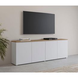 Inosign Sideboard »Modo, Breite 200 cm, moderne grifflose Kommode 4Türen« Anrichte mit viel Stauraum, Einlegeböden verstellbar weiss-eiche...