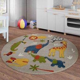 Smart Kids Kinderteppich &raquo;Benny & Friends&laquo; rund 10 mm H&ouml;he Moderner Spielteppich, strapazierf&auml;hig, pflegeleicht, Konturenschnitt beige Polypropylen