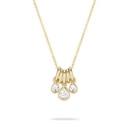 ECHTZEIT Kette mit Anhänger »Schmuck Geschenk Edelstahl Halskette Like Diamonds Tropfen« mit Glasstein gelbgoldfarben-kristallweiß Tolle Halskette...