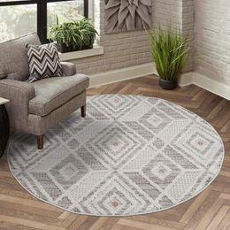 Carpet City Teppich &raquo;LINDO 8875&laquo; rund 11 mm H&ouml;he Kurzflor, Hochtief-Muster/ 3D-Effekt, Boho-Stil, Wohnzimmer orange Obermaterial: 100% Polyester