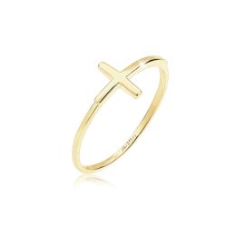Elli Premium Fingerring »Ring Kreuz 375 Gelbgold« Gold 58 mm Eleganter Ring für Damen aus 375 Gelbgold strahlt zeitlose Schönheit aus