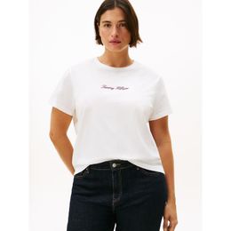 Tommy Hilfiger Curve Damen Kurzarmshirt &raquo;CRV CLASSIC SCRIPT REG SS TEE&laquo; in gro&szlig;en Gr&ouml;&szlig;en beige 52