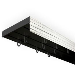 SN DECO GROUP Gardinenschiene »Vorhangschiene SH (1) mit Blende 5 cm« 3 läufig-läufig Fixmaß schwarz, eschefarben B/L: 150 cm