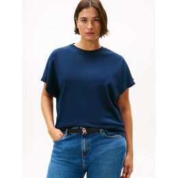 Tommy Hilfiger Curve Damen Kurzarmshirt &raquo;CRV GOLD BUTTON SS TEE&laquo; in gro&szlig;en Gr&ouml;&szlig;en blau 48